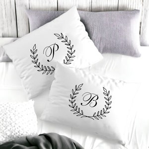 Initial Bed Pillows A Set of Two Pillowcases Personalized - Etsy