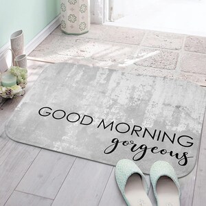 Good Morning Handsome & Gorgeous Matching Bath Mats Industrial Gray ...