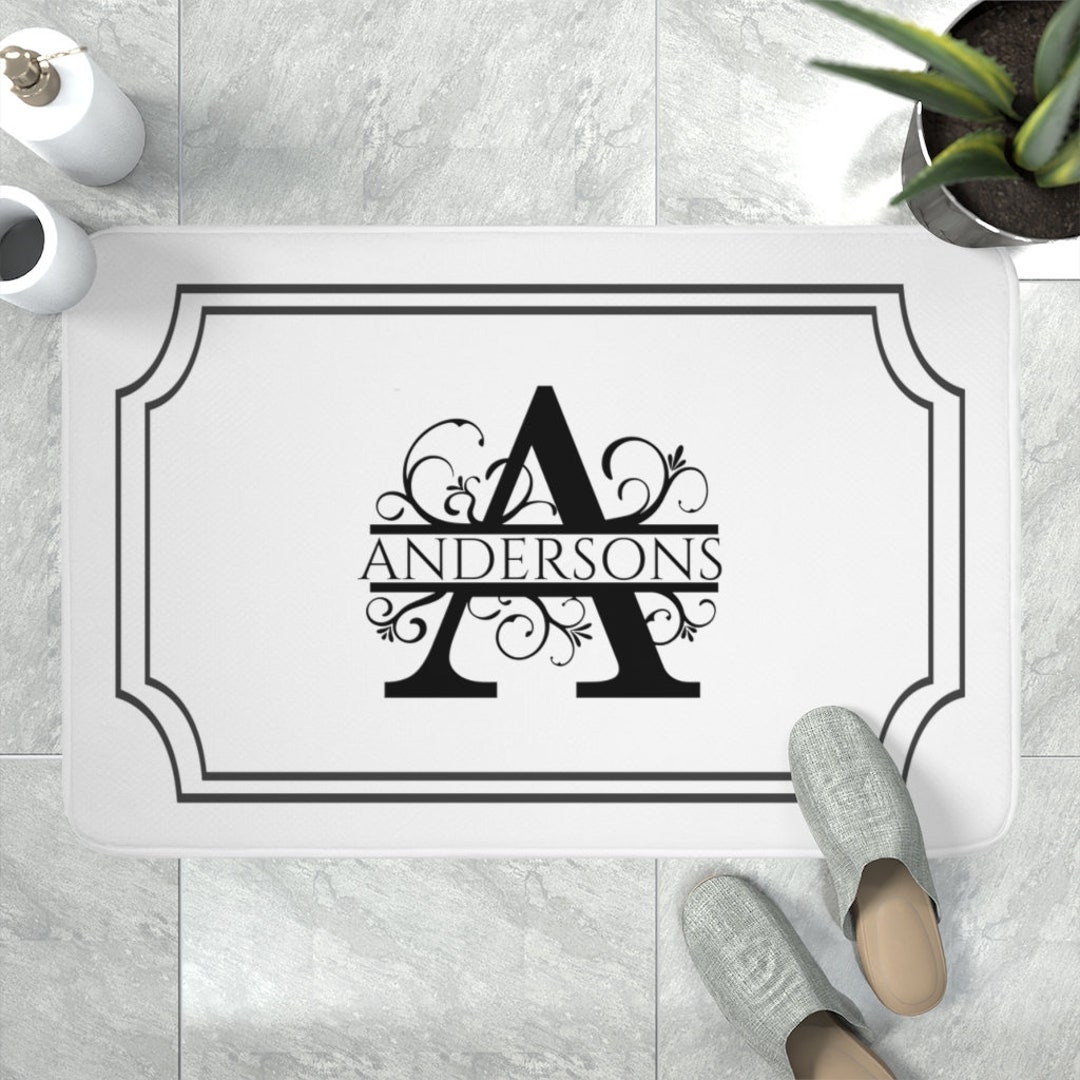 Any Color Monogrammed Bath Mat Elegant Bath Mat With Your Own Monogram ...