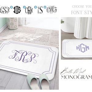 Lavender Monogrammed Bath Mat | Custom Monogram Shower Decor | Initials ...