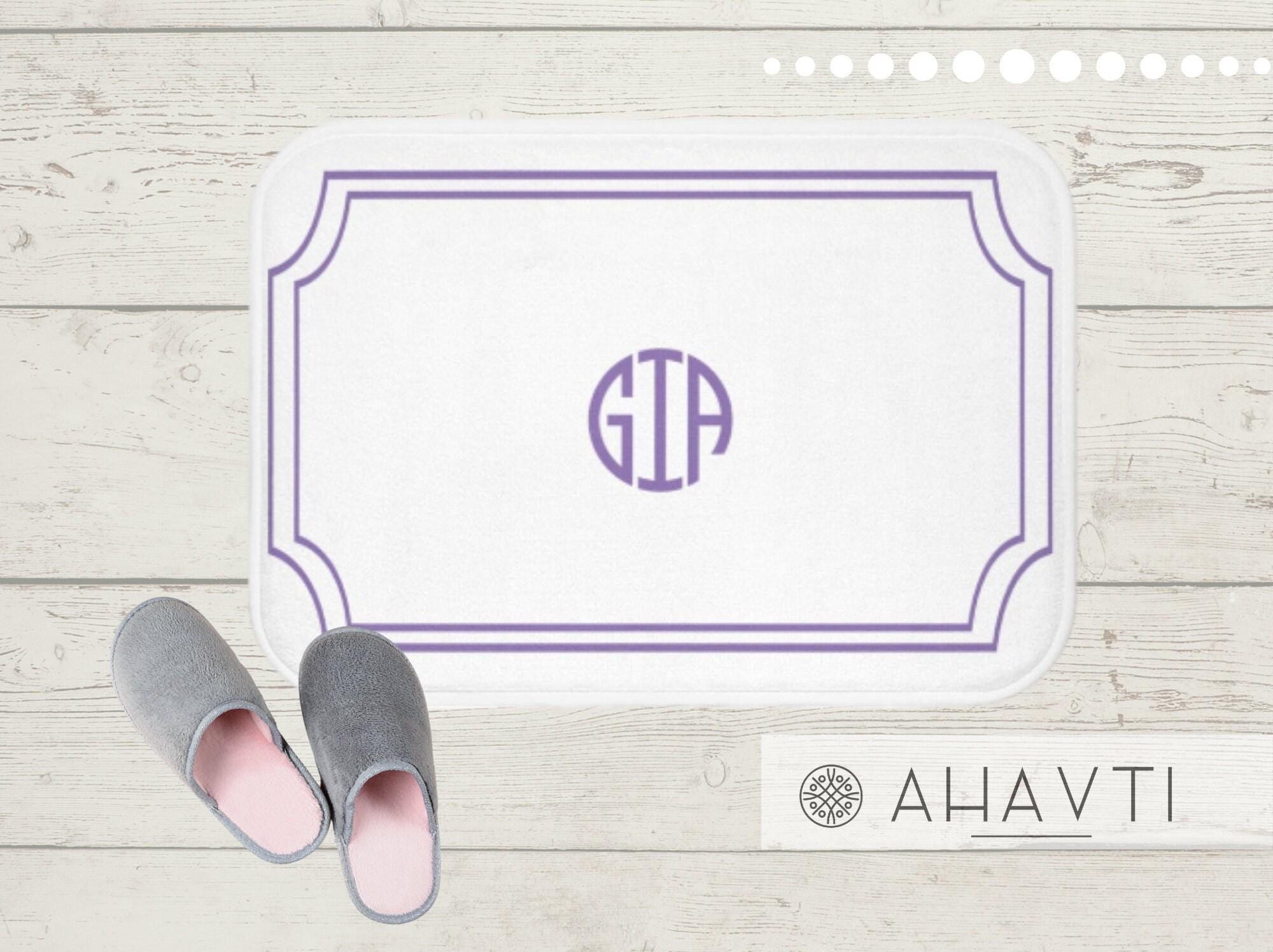 Lavender Monogrammed Bath Mat | Custom Monogram Shower Decor | Initials ...