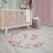 Custom Name and Initial Round Rug Sweet Pink Flowers Rug Adorable Kids ...