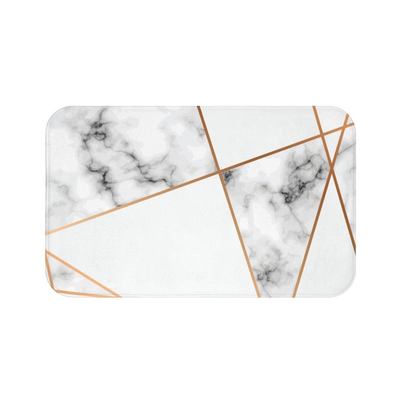 Minimalistic Design Bath Mat Marble Background Geometric | Etsy