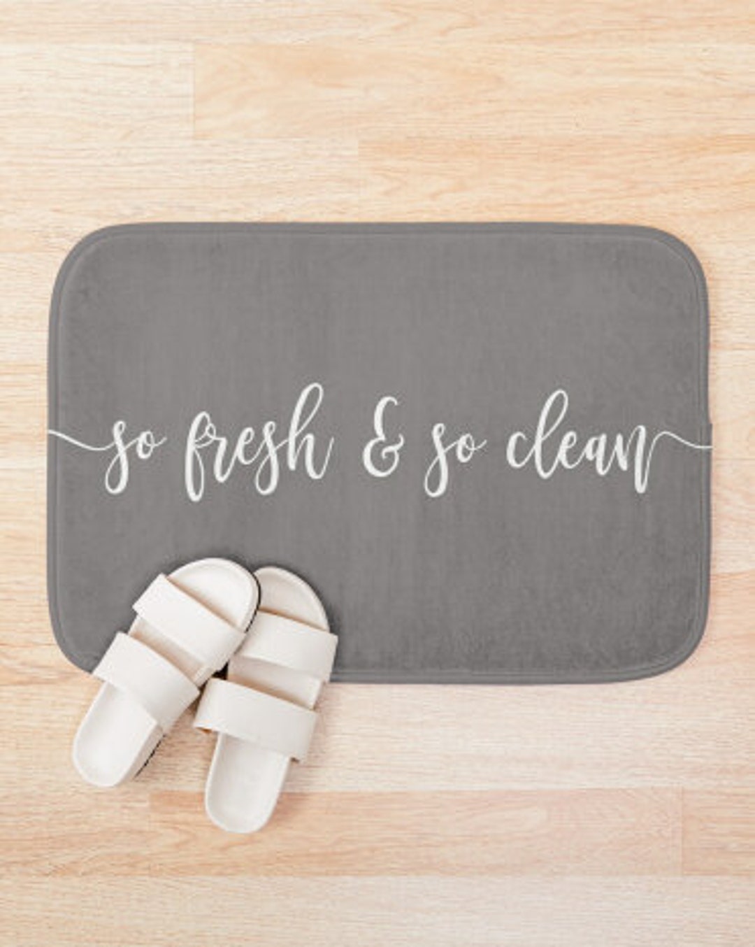 So Fresh and so Clean Gray Bath Mat Bath Rug Bath Mat With Text ...