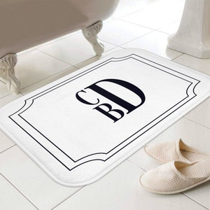 Monogrammed Bath Mat | Custom Monogram Shower Decor | Initials Bath Rug ...