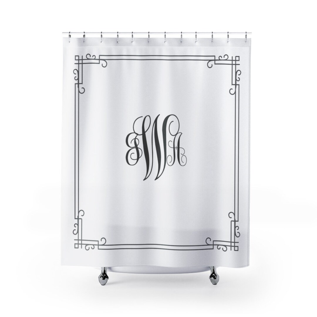 Elegant Monogrammed Shower Curtain Unique and Personalized Bathroom ...
