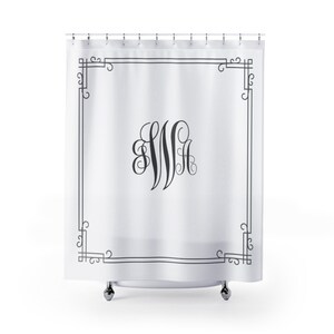 Elegant Monogrammed Shower Curtain Unique and Personalized Bathroom ...