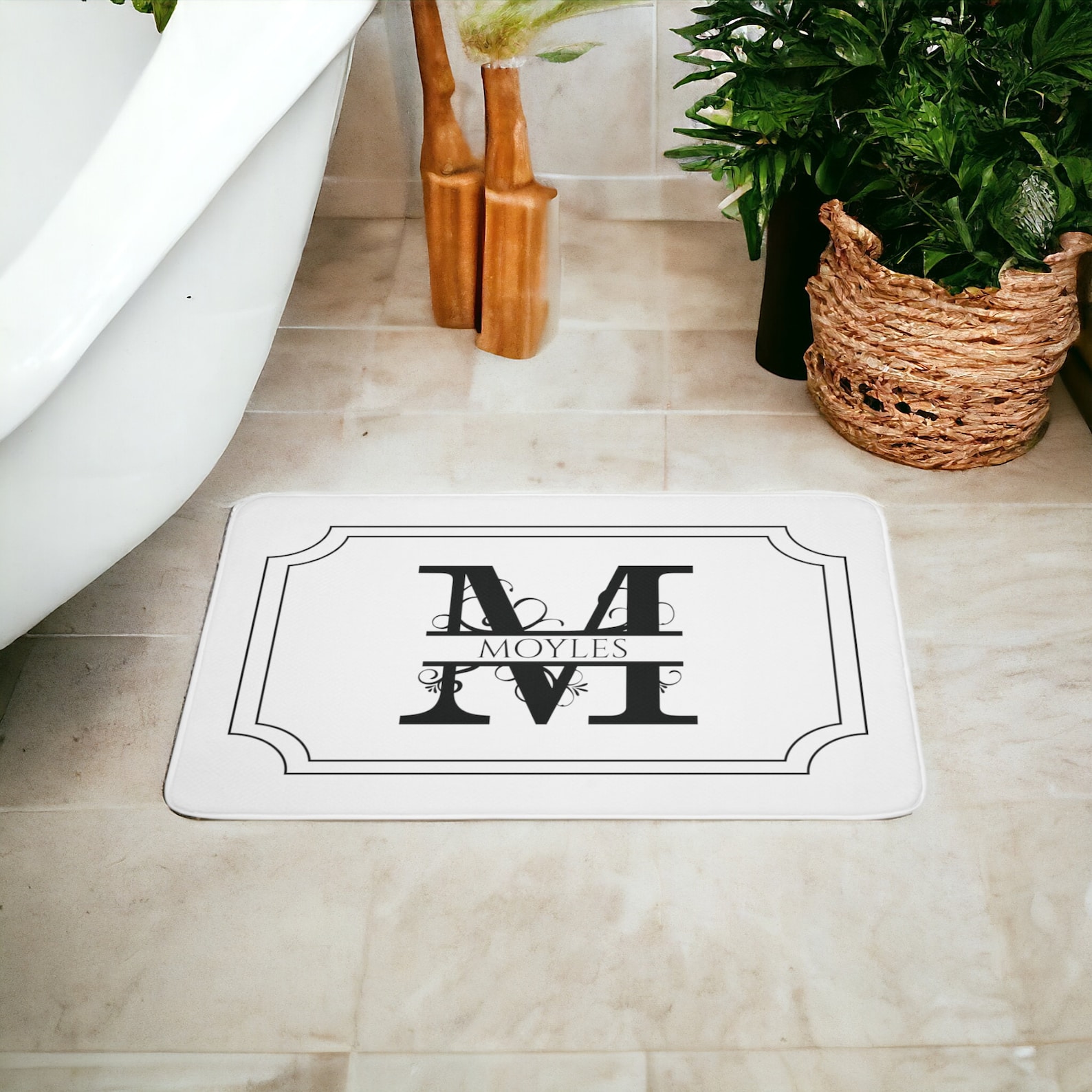 Any Color Monogrammed Bath Mat Elegant Bath Mat With Your Own Monogram ...