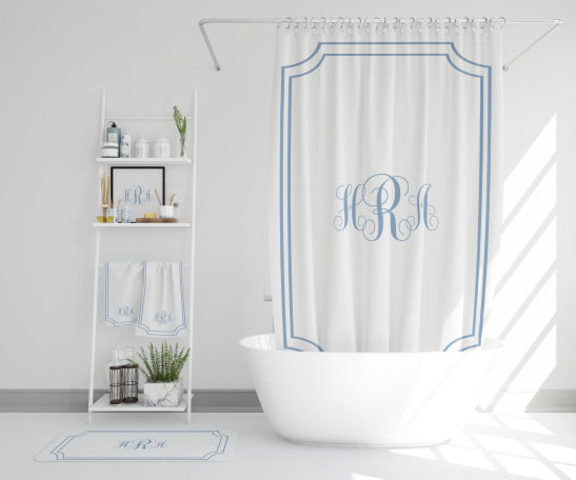 Custom Monogram Bathroom Set Monogrammed Shower Curtain - Etsy Israel