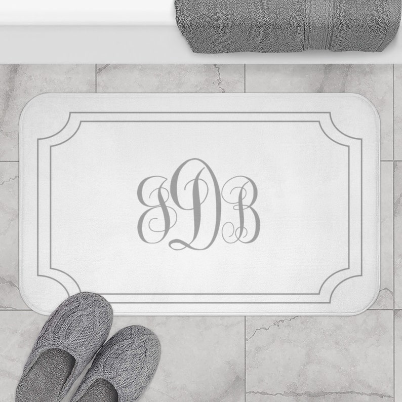 Monogrammed Bath Mat Custom Monogram Shower Decor Initials - Etsy