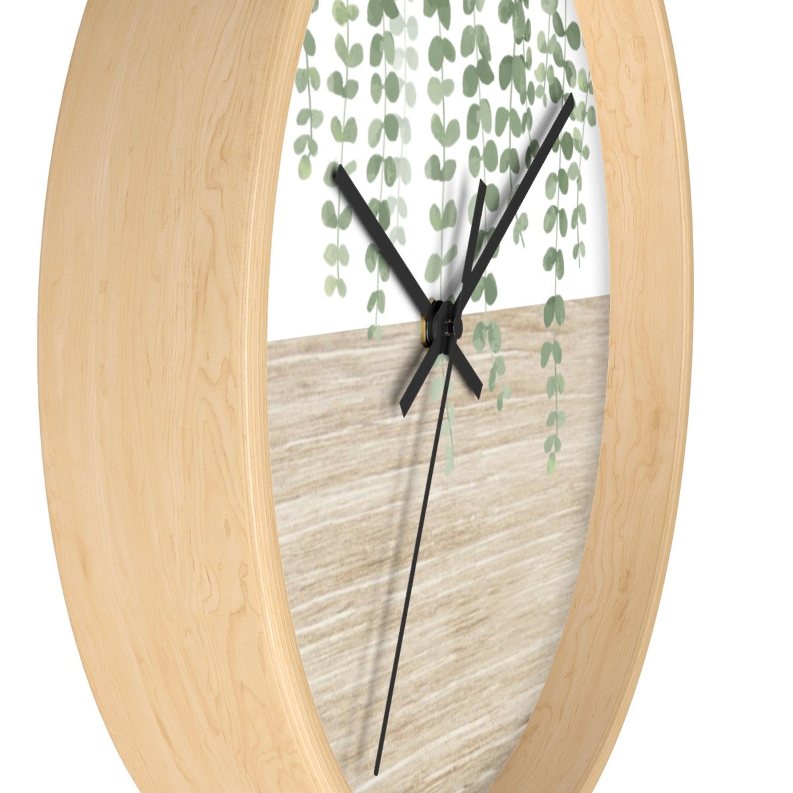 Eucalyptus Leaves Round Wooden Wall Clock Leaves and | Etsy