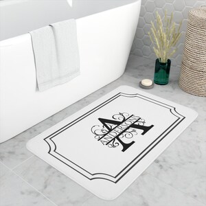 Any Color Monogrammed Bath Mat Elegant Bath Mat With Your - Etsy