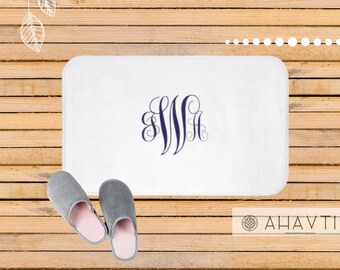 Monogrammed Bath Mat Elegant Bath Mat With Your Own Monogram | Etsy