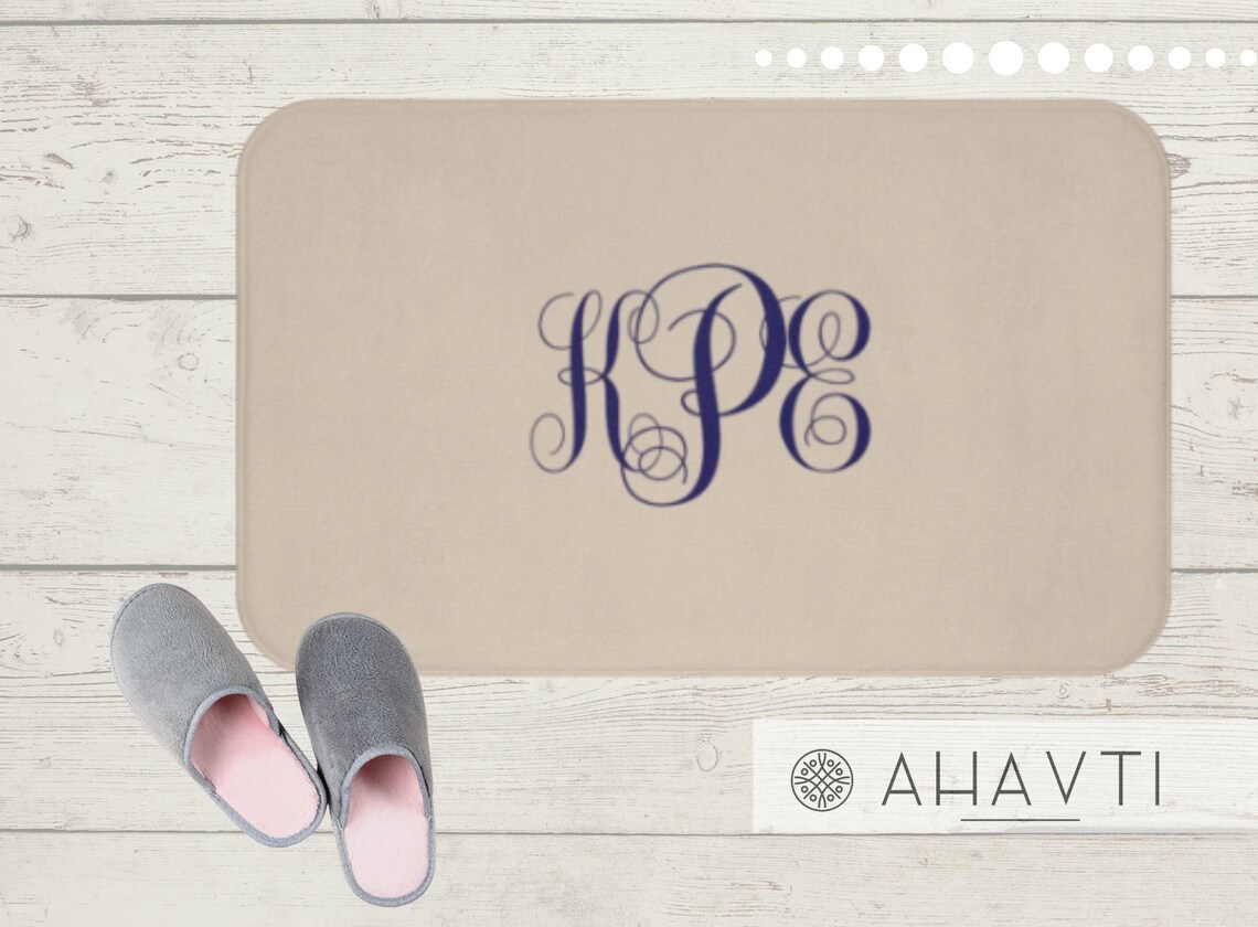 Monogrammed Bath Mat Elegant Bath Mat With Your Own Monogram - Etsy