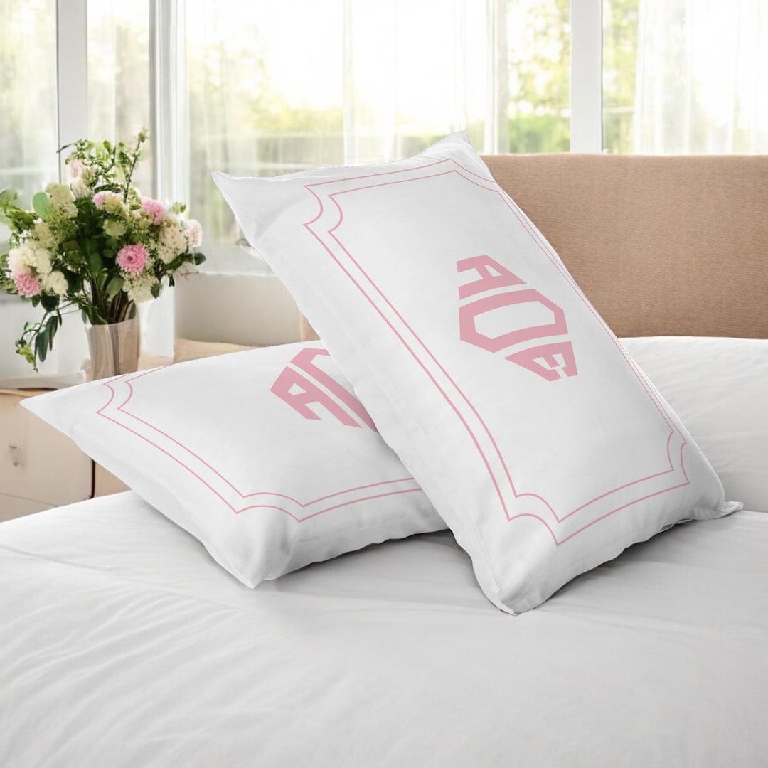 Personalized Monogram Pillowcase: Custom Bedding, Standard Size, Screen ...