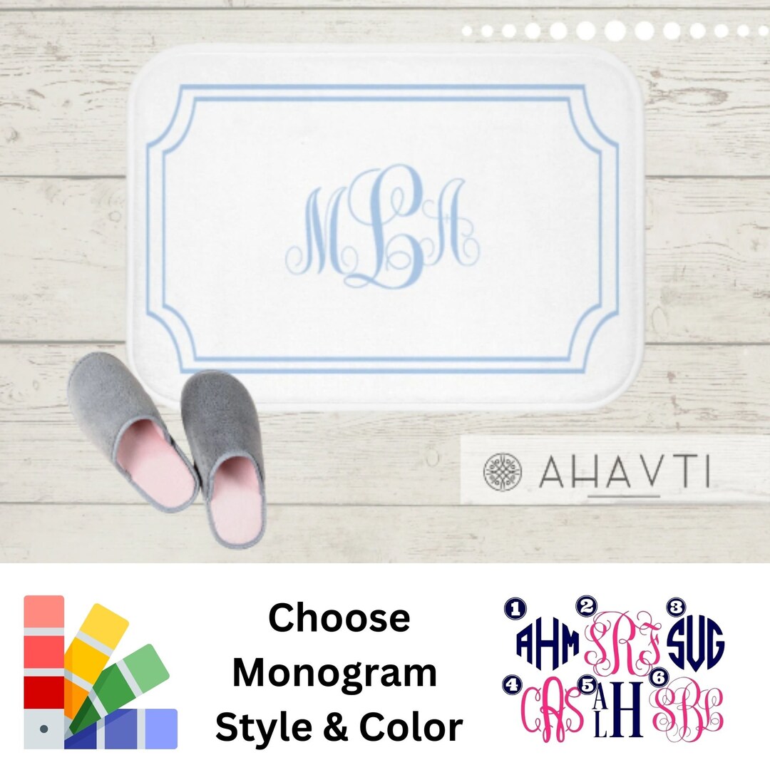 Custom Monogrammed Bath Mat Personalized Bathroom Decor - Etsy