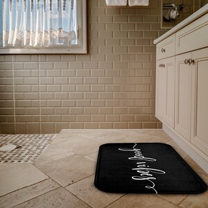 Good Vibes Bath Mat Black and White Bath Mat Funny Bathroom Quote ...