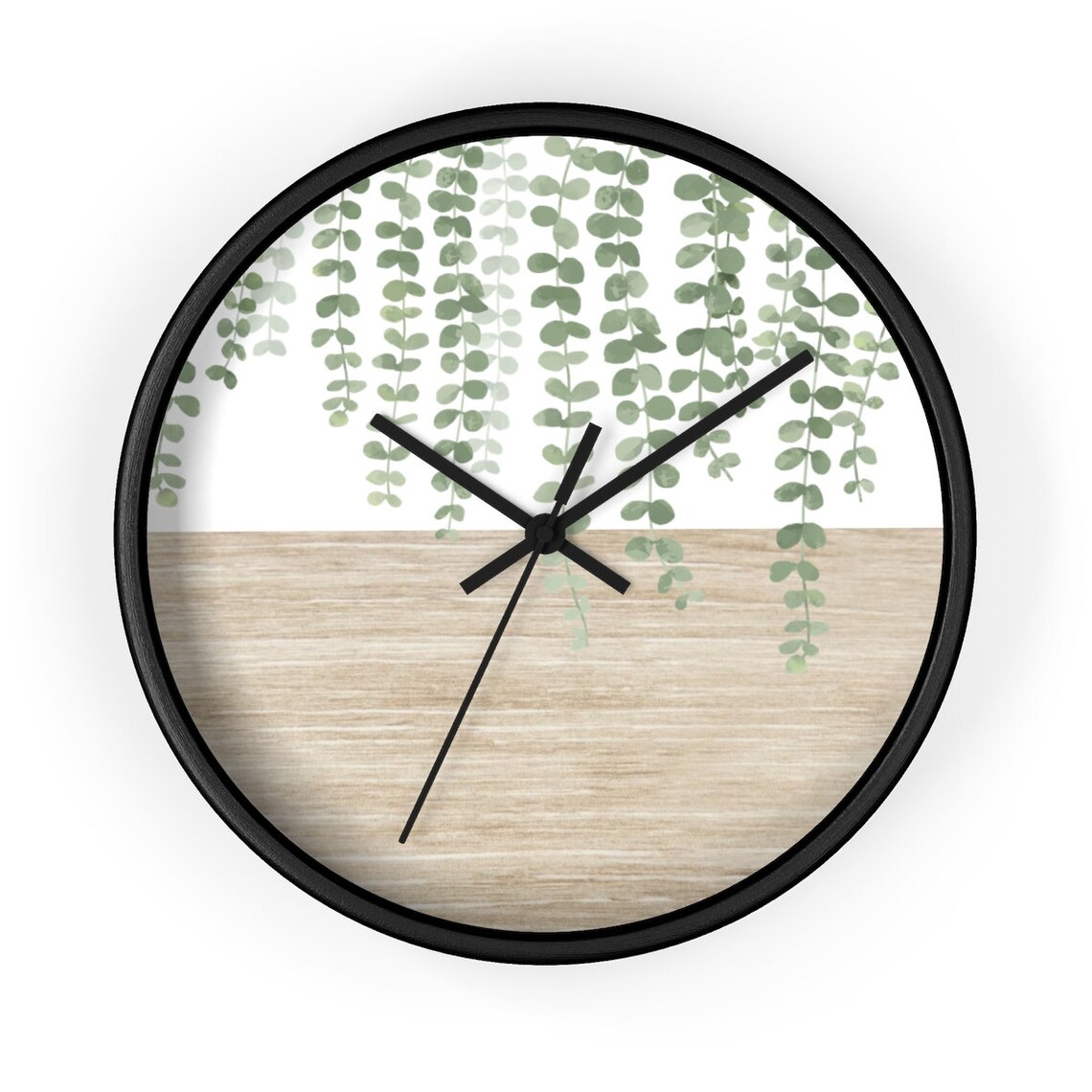 Eucalyptus Leaves Round Wooden Wall Clock | Leaves and Branches Quiet ...