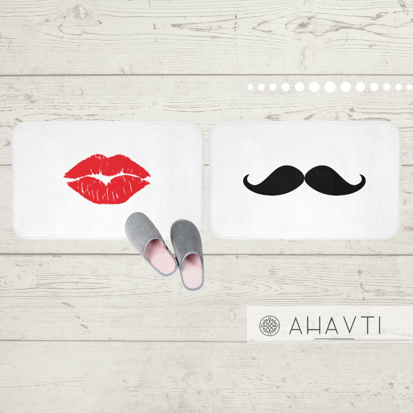 Funny Couples Matching Bath Mats Lips and Mustache | Etsy