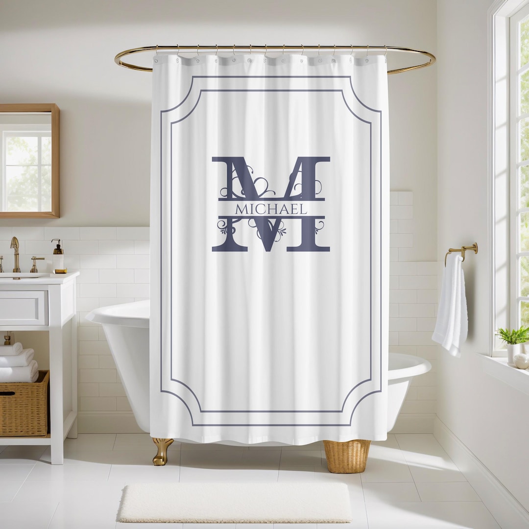 Custom Monogram Shower Curtain: Personalized Bathroom Decor - Etsy