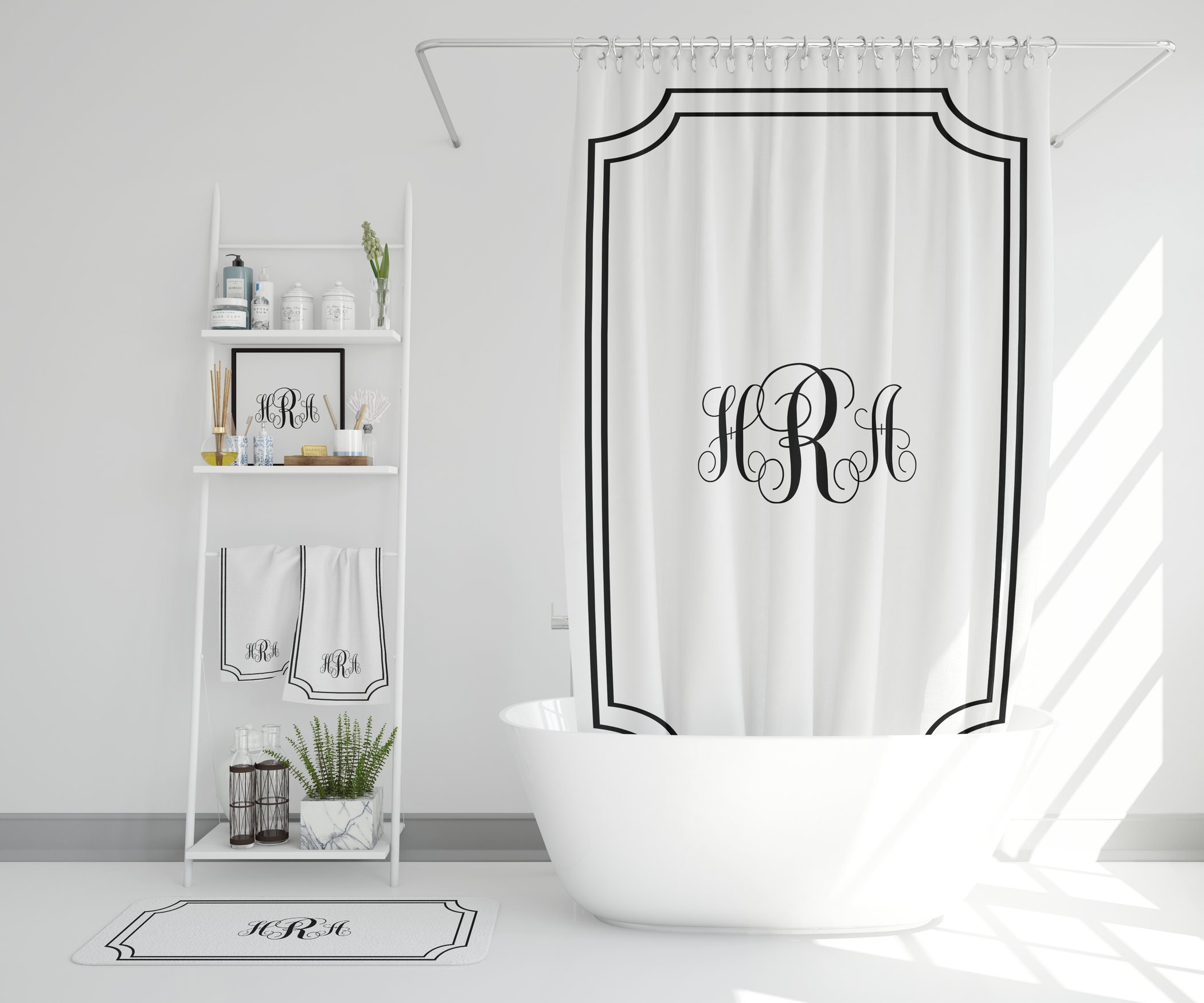 Custom Monogram Bathroom Set Monogrammed Shower Curtain - Etsy
