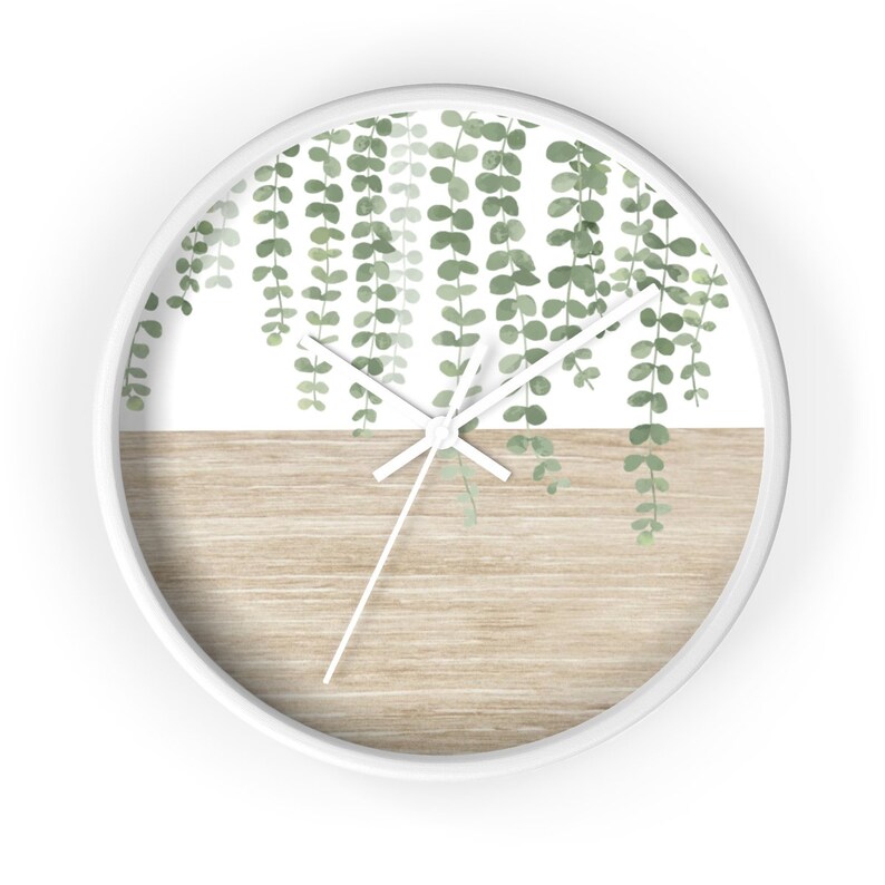 Eucalyptus Leaves Round Wooden Wall Clock Leaves and - Etsy