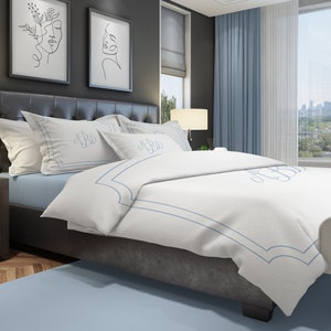 Custom Monogram Bed Set Monogrammed Duvet Cover and Pillow Cases ...