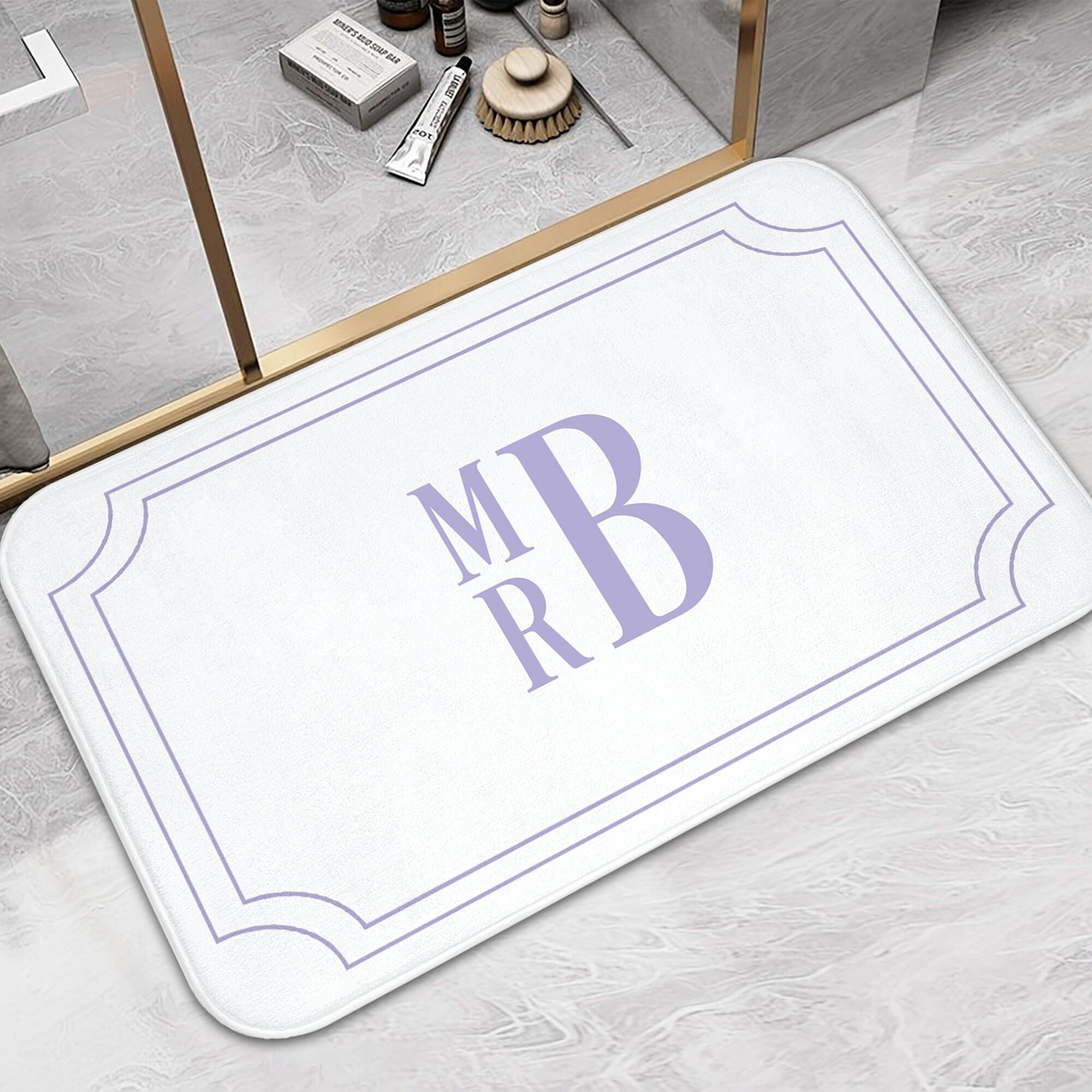 Lavender Monogrammed Bath Mat | Custom Monogram Shower Decor | Initials ...