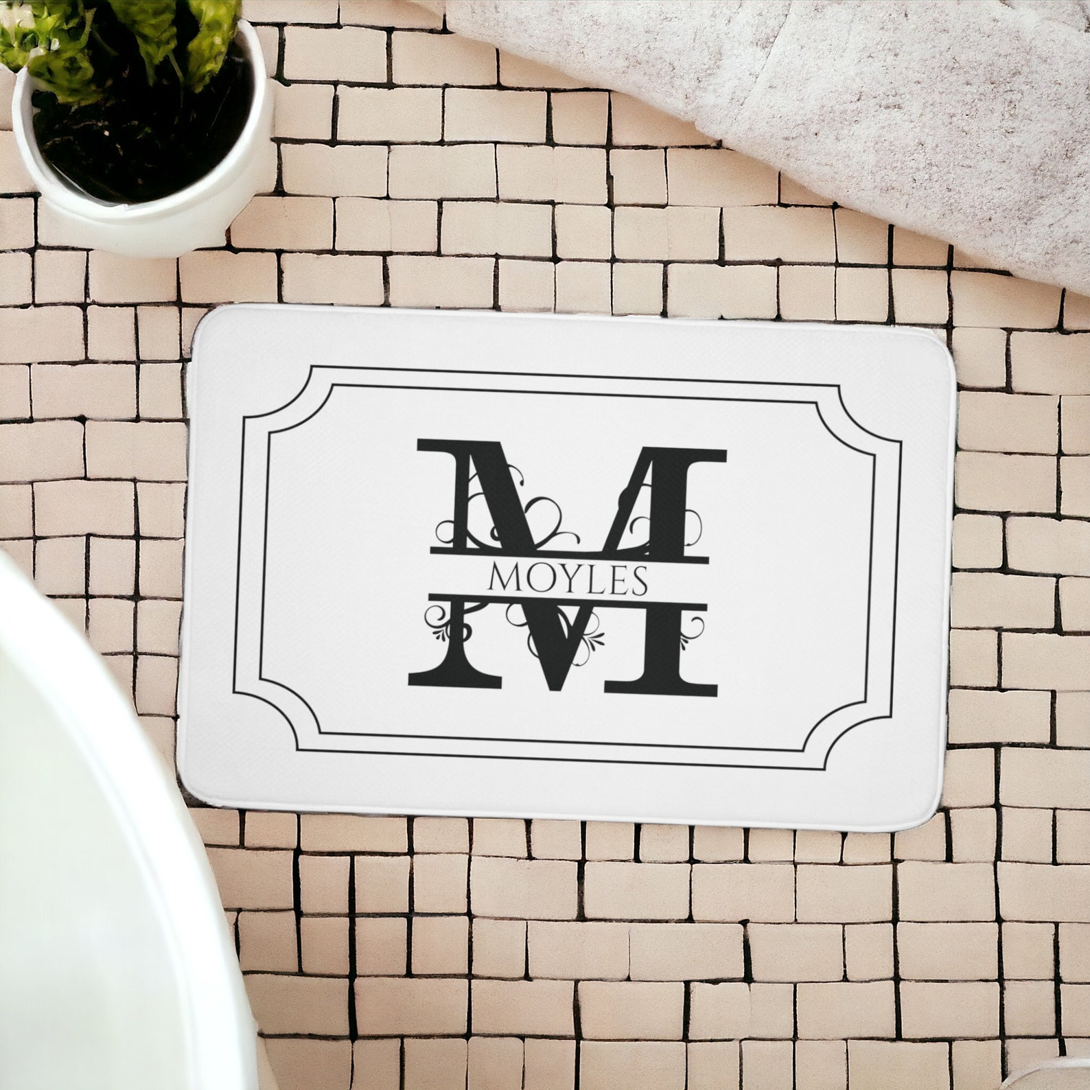 Any Color Monogrammed Bath Mat Elegant Bath Mat With Your Own Monogram ...