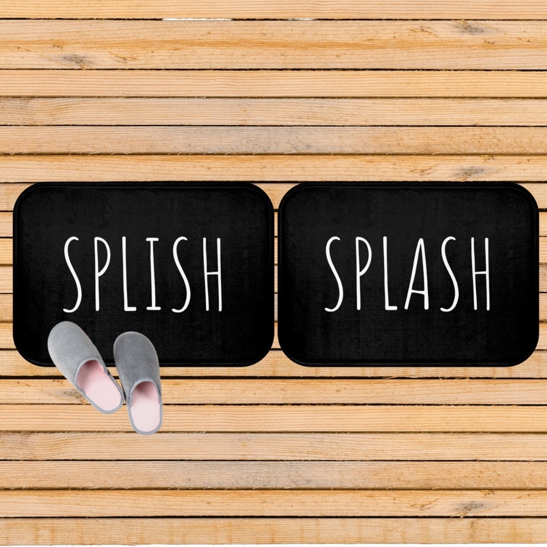 Splish Splash Matching Bath Mats Black Mats With White Text Bath Mat ...