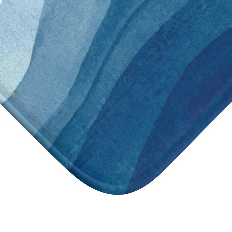 Bath Mat Ocean Waves Bath Mat Bathroom Decor Blue and - Etsy