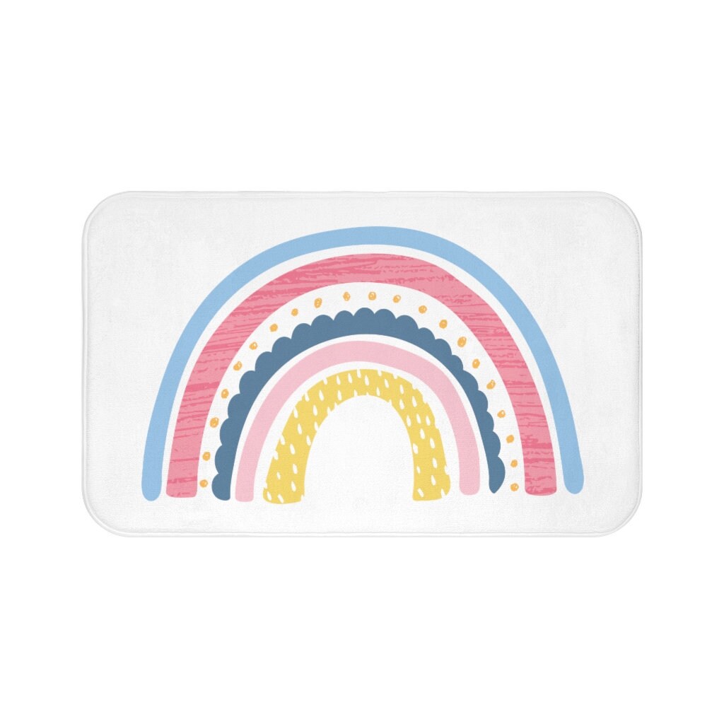 Cute Rainbow Bath Mat | Kids Bathroom Decor | Girl's Bathroom Bath Mat ...