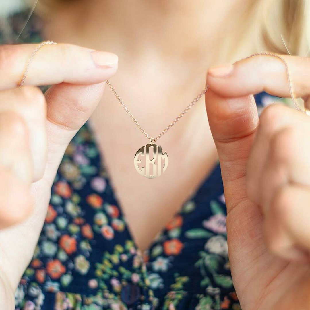 14K Gold Custom Monogram Necklaces Personalized Initial Jewelry Unique ...