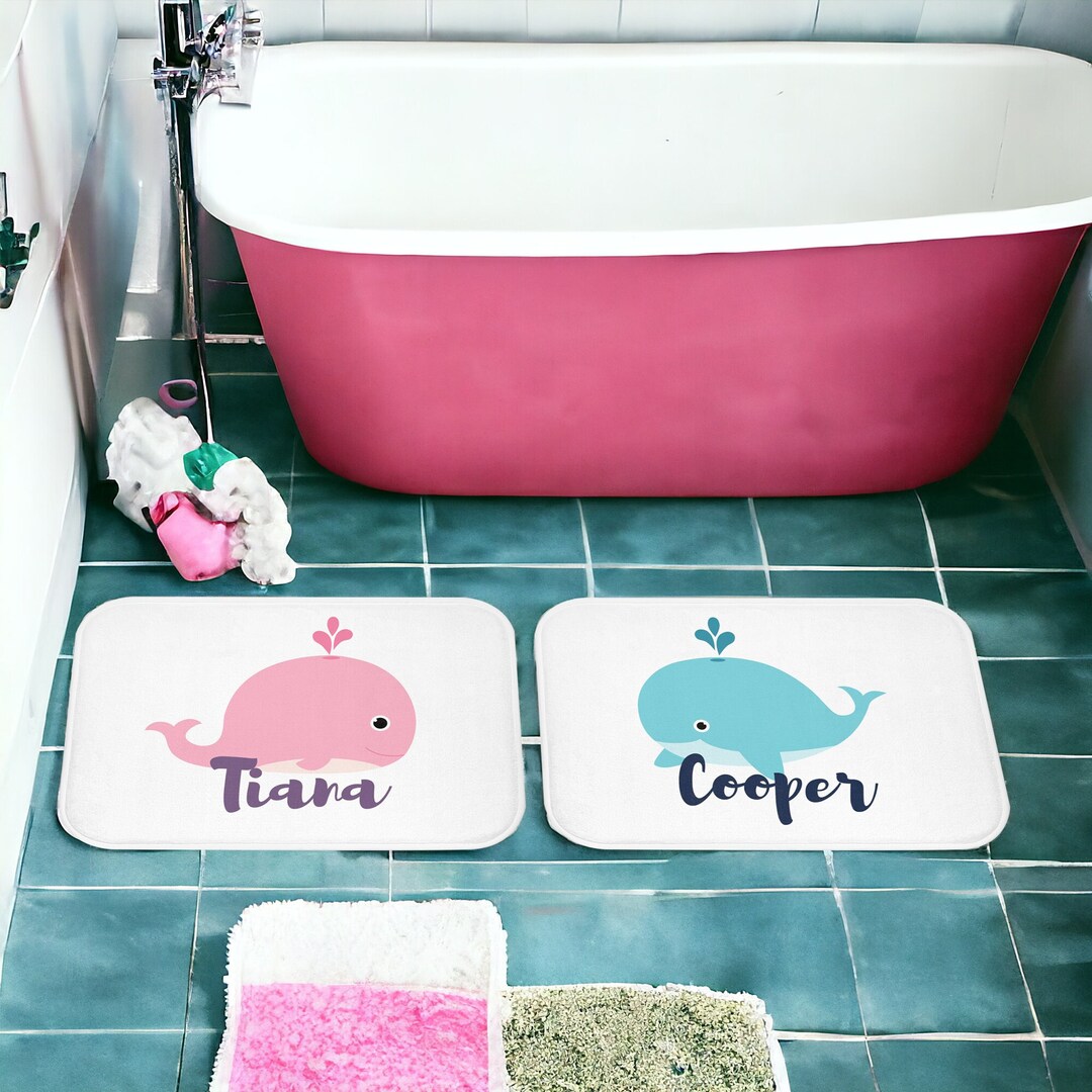 Matching Boy and Girl Bath Mats | Kids Room Matching Shower Rugs Cute ...