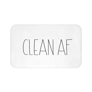 Clean AF Funny Bath Mat Unique Bathroom Decor Black & White Machine ...