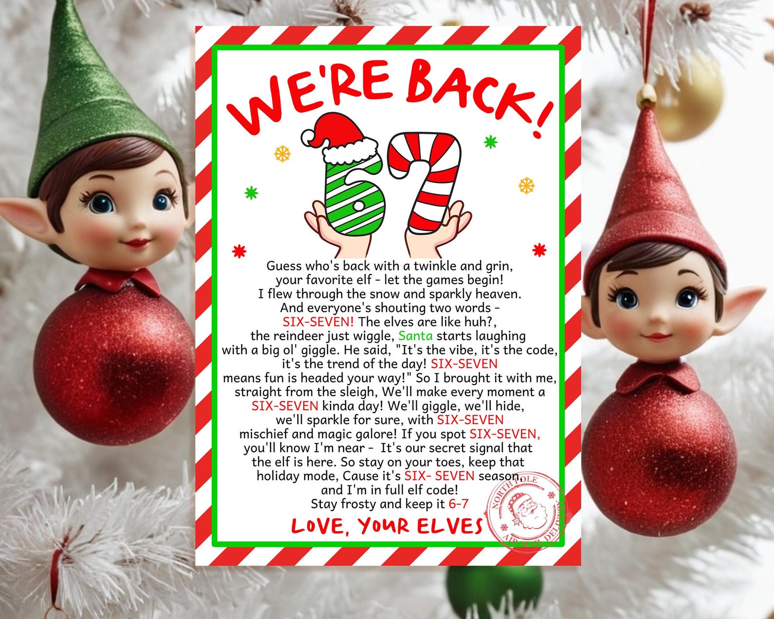 67 We're Back Elf Letter, 6 7 Elf Arrival Letter, Six Seven Trending ...