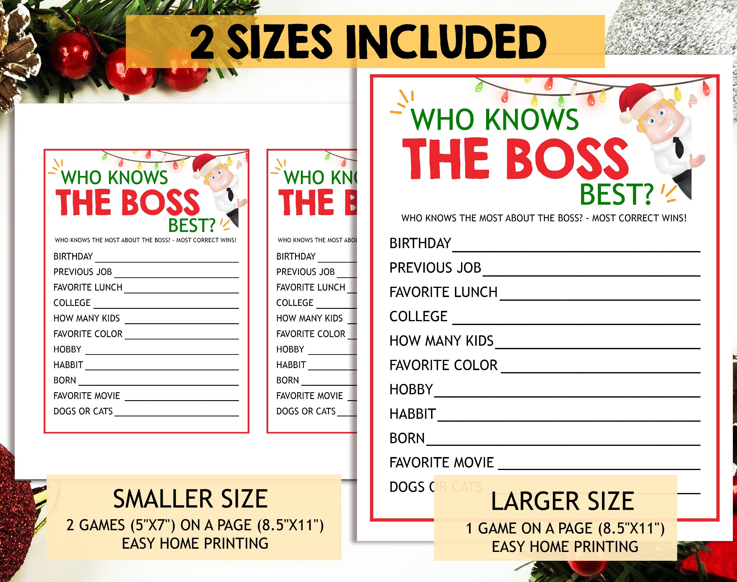 Christmas Who Knows the Boss Best Games Fun Holiday Office Party Eve ...