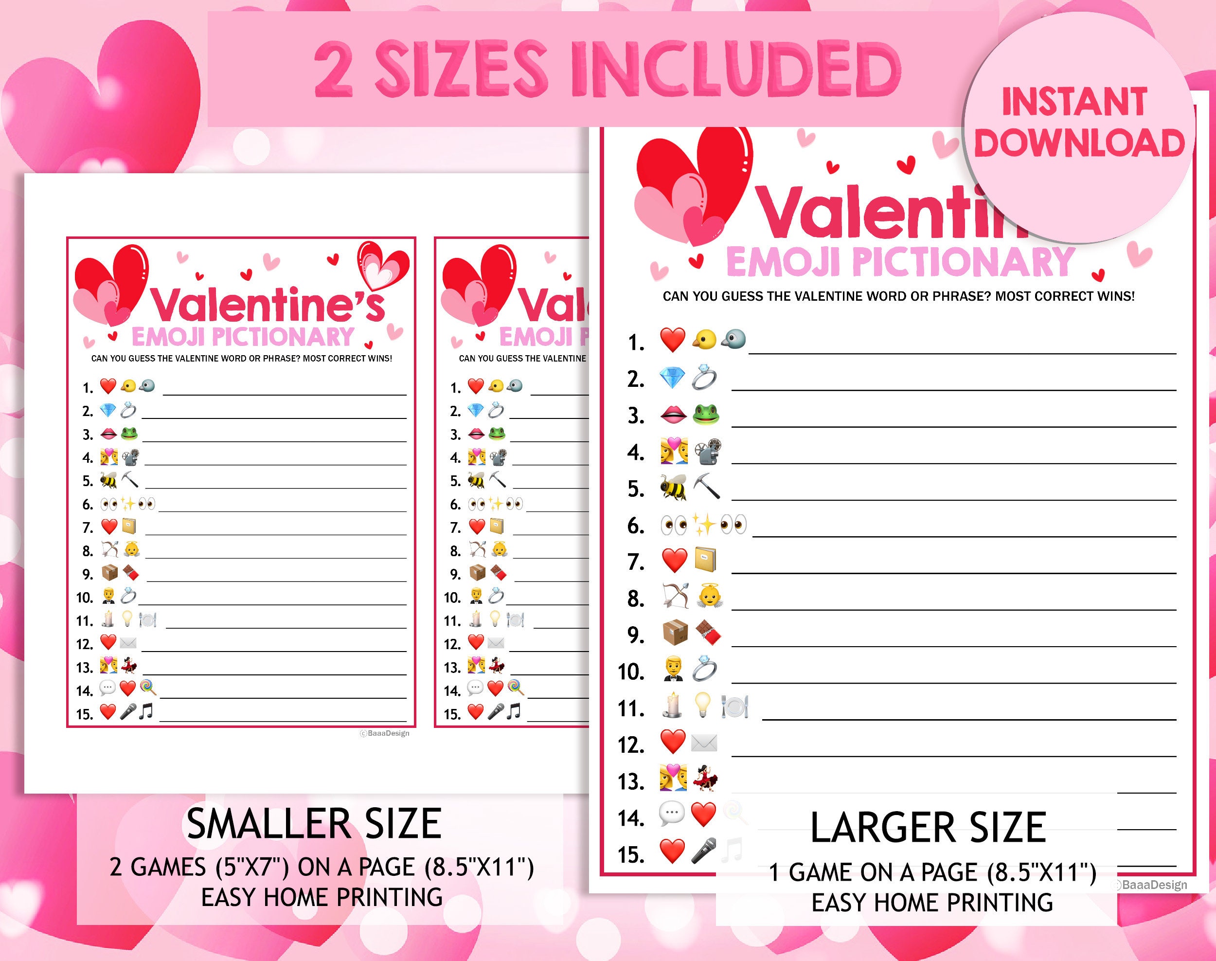 Valentine's Day Emoji Pictionary Game Fun Party Kids Adult Children ...