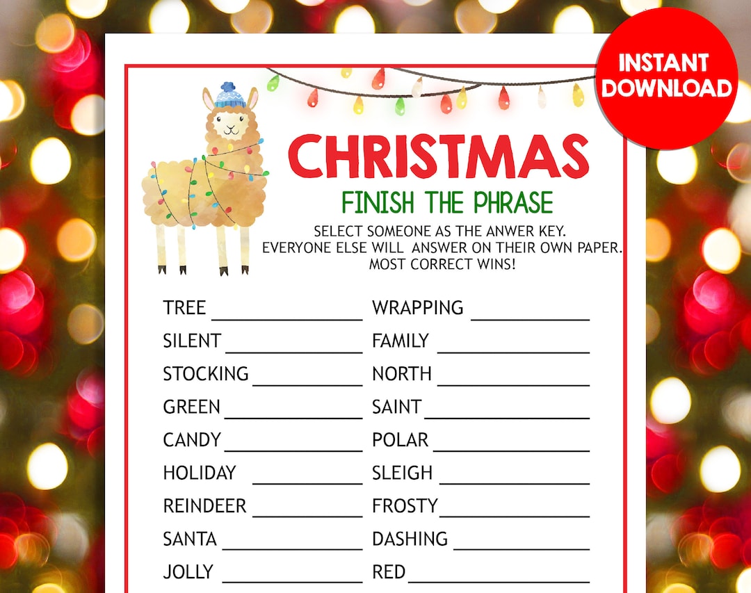 Christmas Finish My Phrase Games Fun Holiday Party Day Office Classroom ...