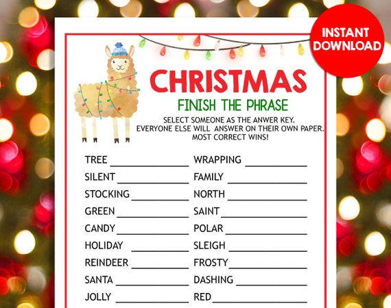 Christmas Finish My Phrase Games Fun Holiday Party Day Office | Etsy