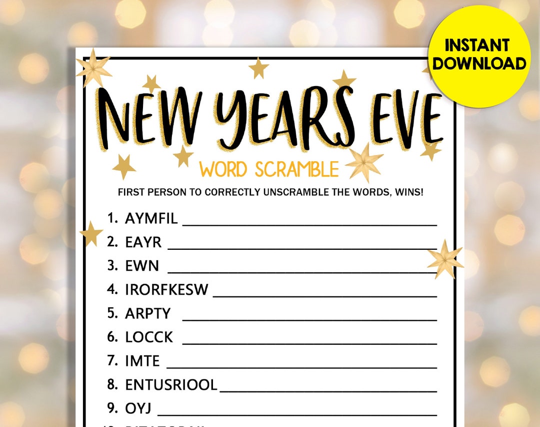 New Years Eve Word Scramble Games Fun Holiday Party NYE Family - Etsy