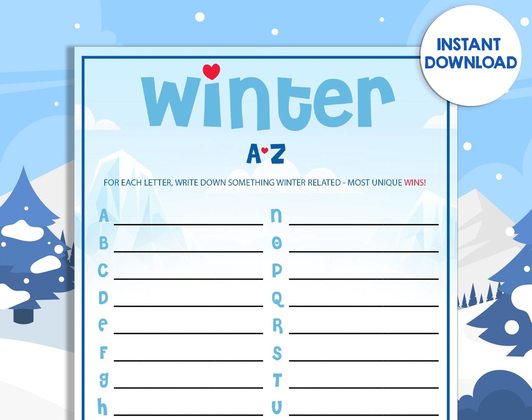 Winter A to Z Game Race Seasonal Word Fun Holiday Party Christmas ...