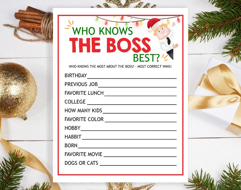 Christmas Who Knows the Boss Best Games Fun Holiday Office Party Eve ... Christmas Who Knows the Boss Best Games Fun Holiday Office Party Eve ...