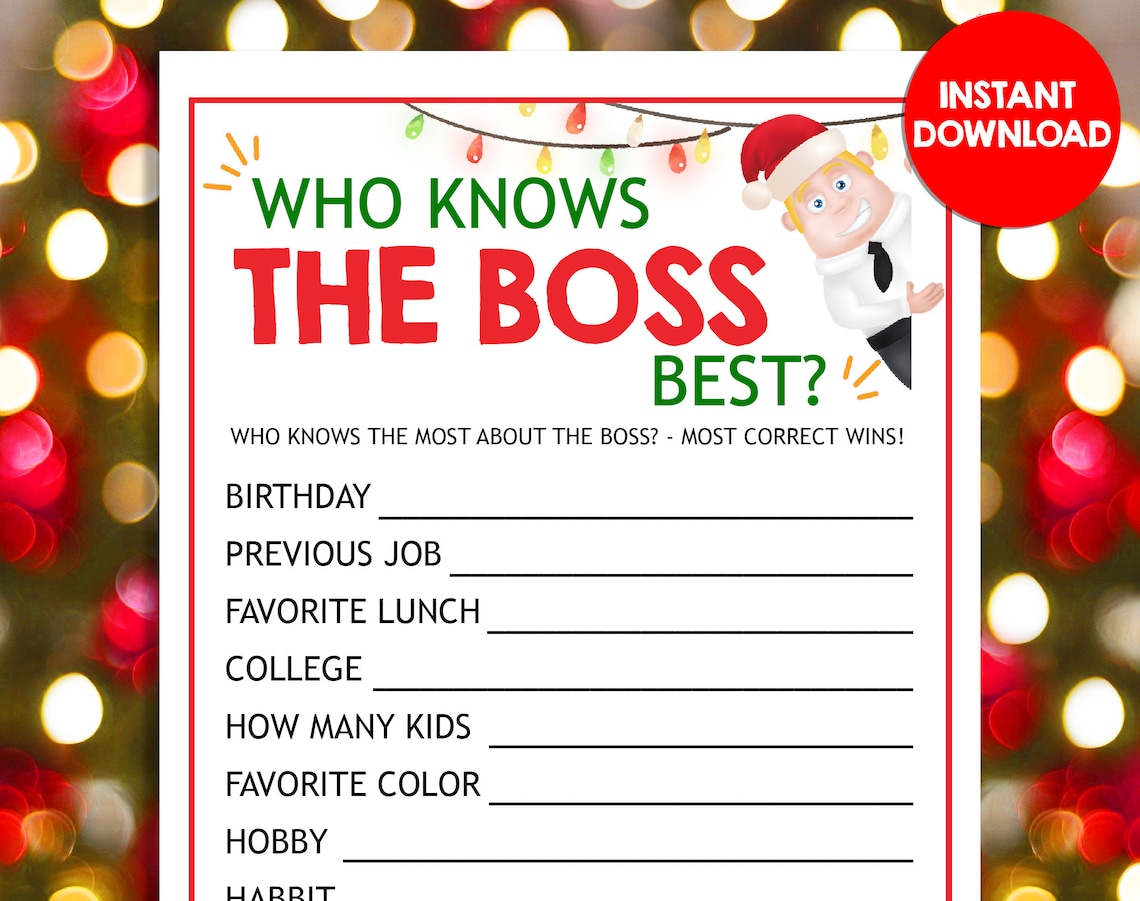 Christmas Who Knows the Boss Best Games Fun Holiday Office Party Eve ... Christmas Who Knows the Boss Best Games Fun Holiday Office Party Eve ...