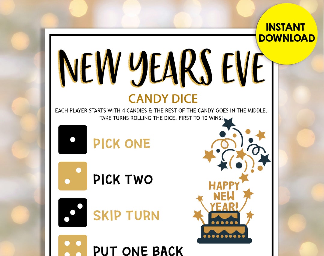 New Years Eve Candy Dice Games Fun Holiday Party Game NYE Family Kids ...
