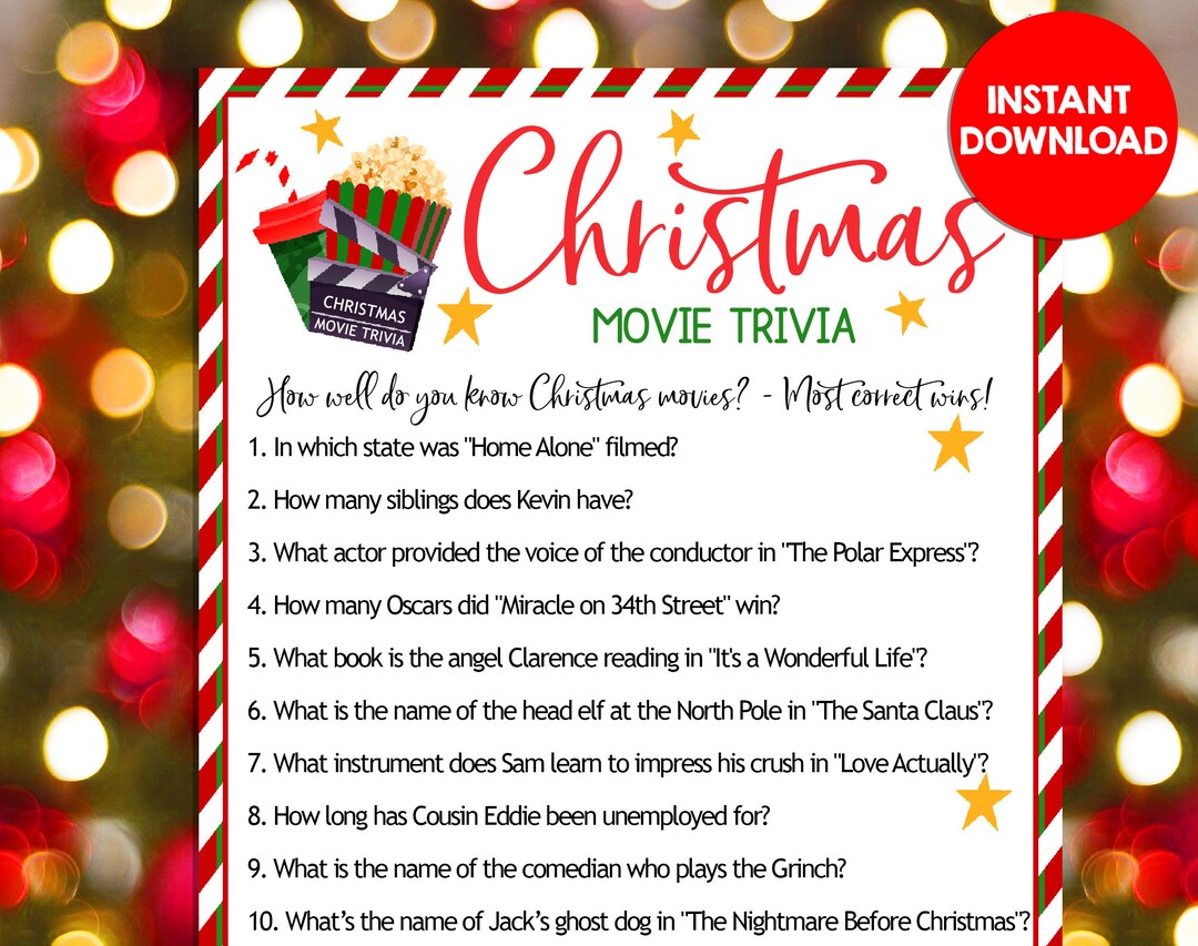 Christmas Movie Trivia Games Quiz Fun Holiday Party Day Night Family ...