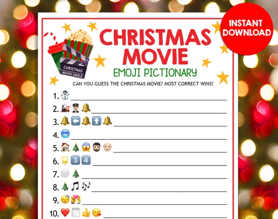 Christmas Movie Emoji Pictionary Games Fun Holiday Party | Etsy