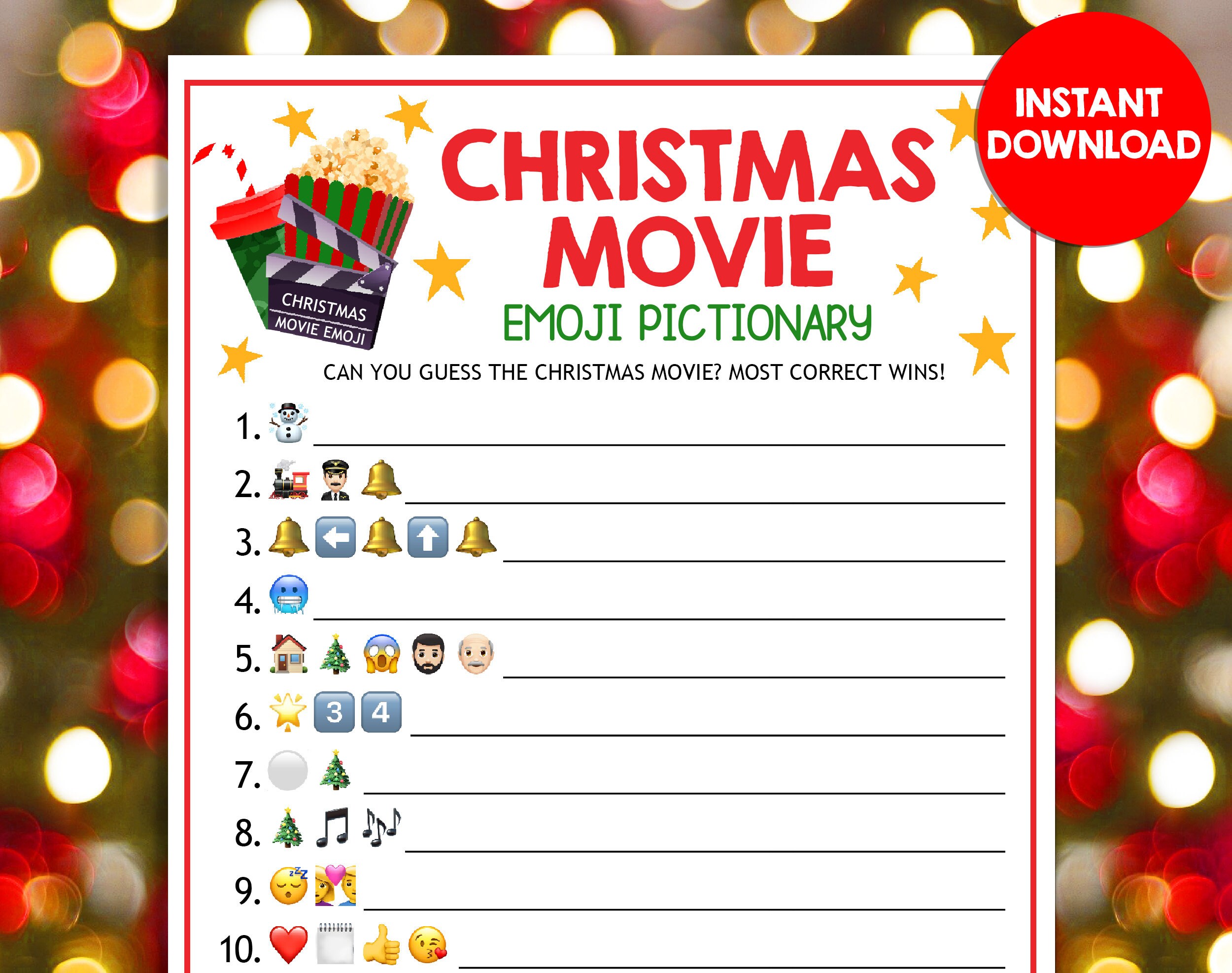 Christmas Movie Emoji Pictionary Games Fun Holiday Party Family Kids ...
