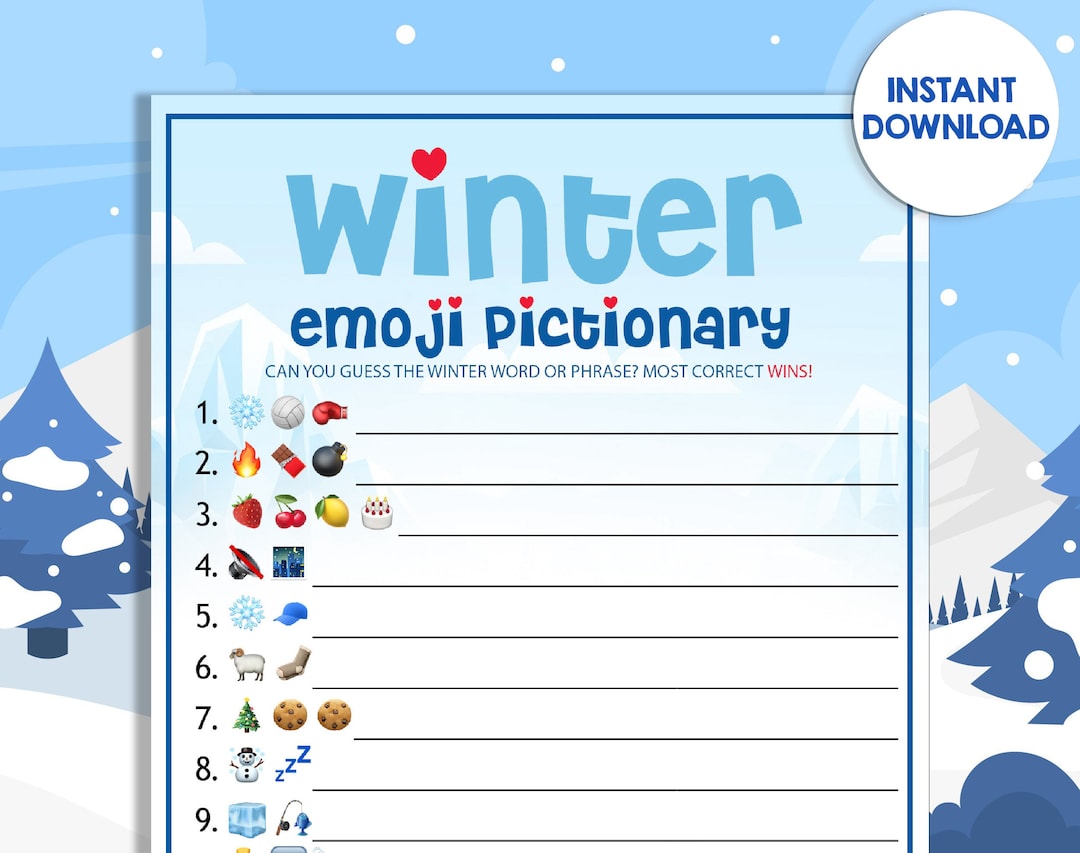 Winter Emoji Pictionary Game Wintertime Fun Holiday Party Christmas ...