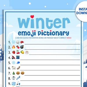 Winter Emoji Pictionary Game Wintertime Fun Holiday Party Christmas ...